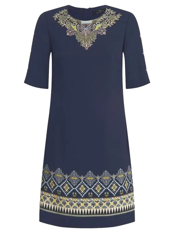 Etro Embroidered-design Short-sleeve Dress - Blue