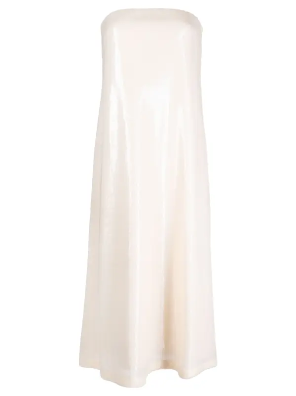 Rokh Shimmer Semi-sheer Midi Dress - Neutrals