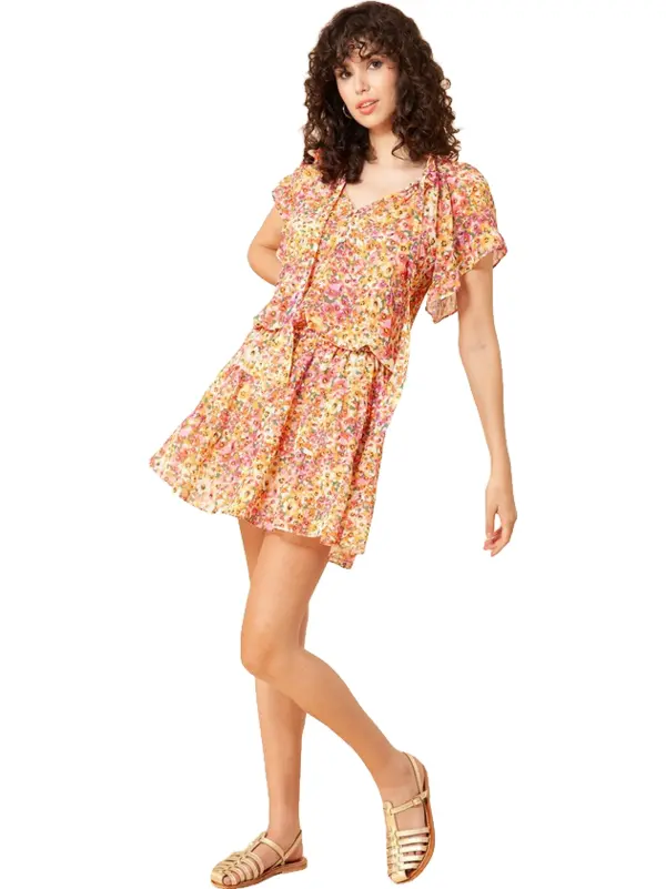 Hale Bob Kya Chiffon Blouson Dress - Gold