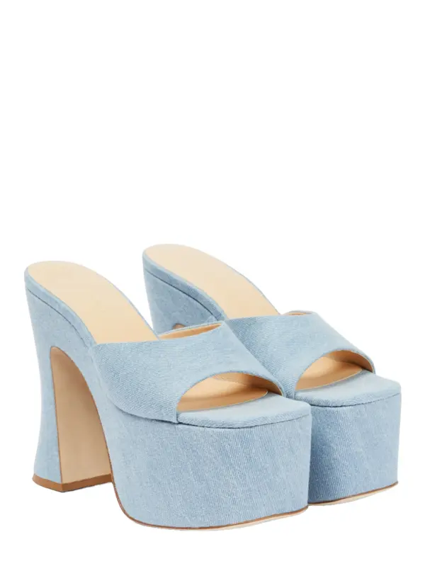 Magda Butrym Denim Platform Mules - Blue