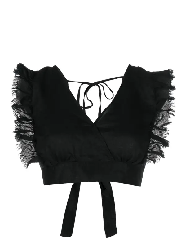 P.a.r.o.s.h Back-tie Cropped Top - Black