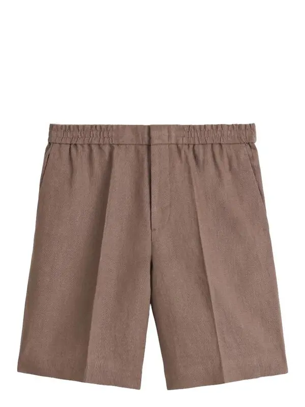 Cos Elasticated Linen Shorts - Brown