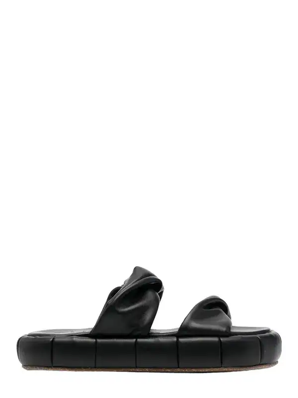platform leather sliders