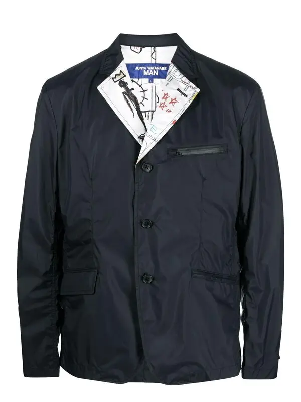 Junya Watanabe Single-breasted Sketch-print Blazer - Black
