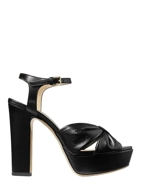 JIMMY CHOO Heloise 120 Nappa Leather Platform Sandals - Black