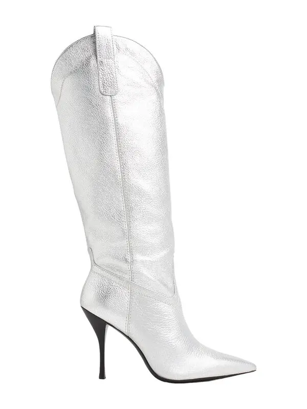 STUART WEITZMAN Metallic Western High Boots - Silver