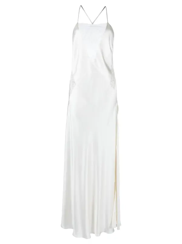 Michelle Mason Lace-inset Gown - White
