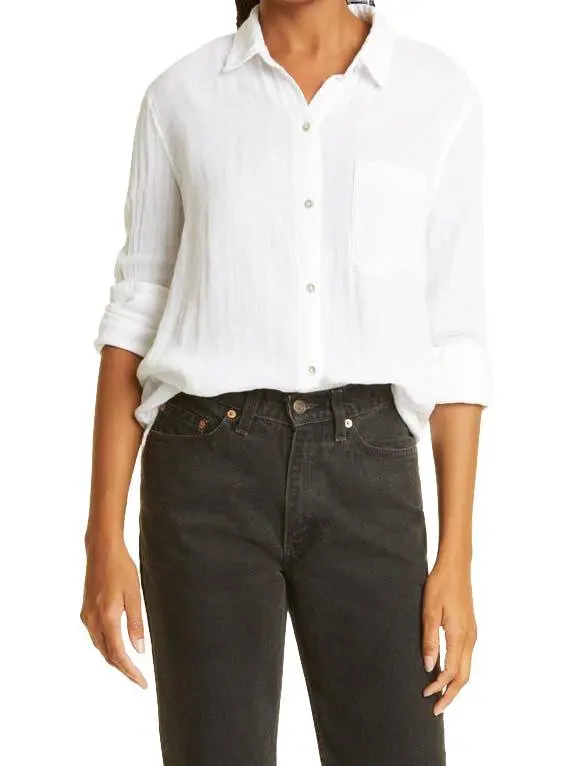 Rails Ellis Cotton Gauze Button-up Shirt - White