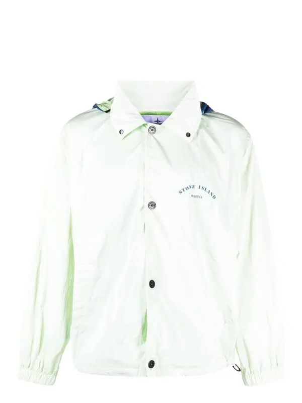 Stone Island Marina Logo-print Hooded Jacket - Green