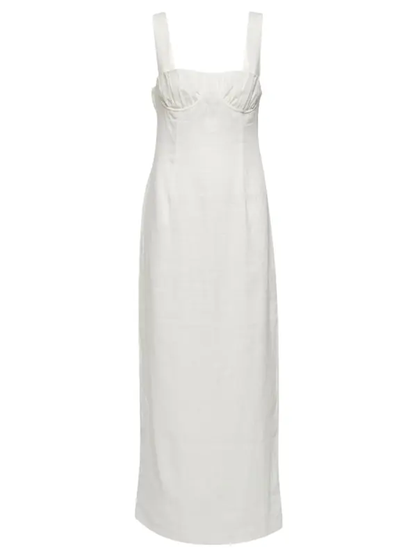 Sir The Label Bettina Linen Midi Dress - White