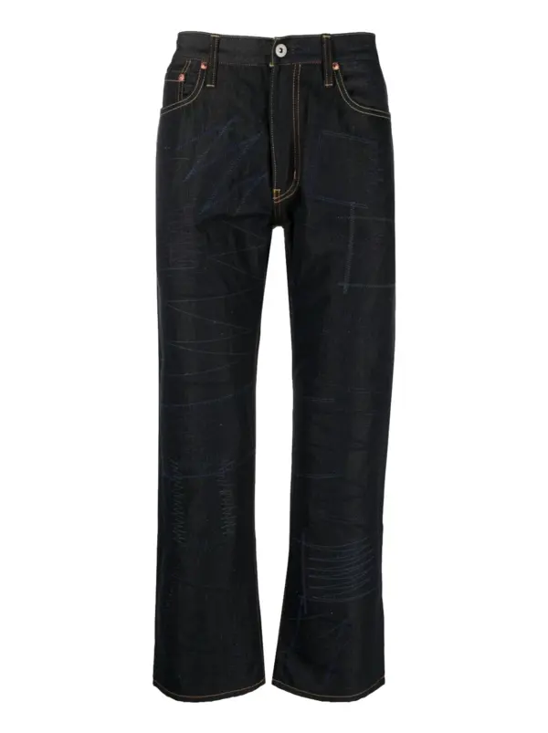 Junya Watanabe Patch-detail Flared Jeans - Blue