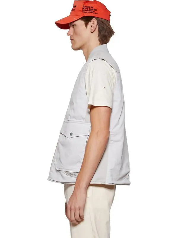 OBJECTS IV LIFE Cotton Blend Cargo Vest - Pale Grey
