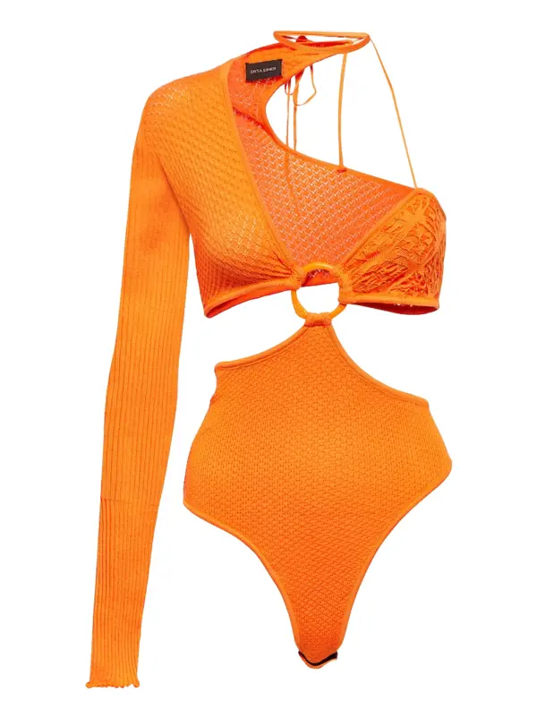 ROBERTA EINER Legato Asymmetrical Cotton-blend Bodysuit - Orange