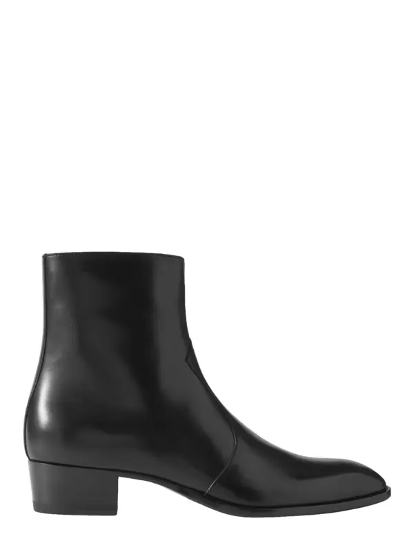 Saint Laurent Wyatt Leather Chelsea Boots - Black
