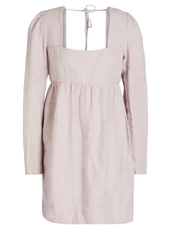 GANNI Gathered Hemp Mini Dress - Lilac
