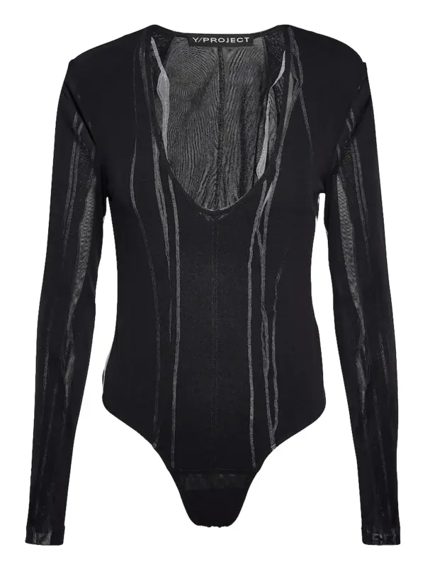 Y/project Trimmed Bodysuit - Black