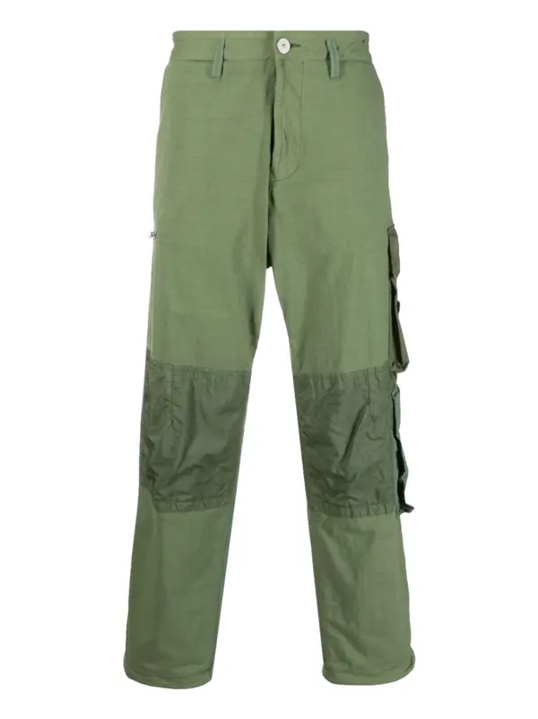 Stone Island Panelled Straight-leg Cargo Trousers - Green