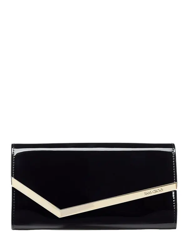 JIMMY CHOO Emmie Patent Leather Clutch - Black