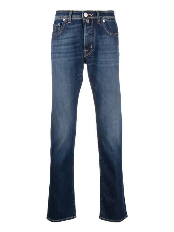 Jacob Cohen Embroidered-logo Slim Jeans - Blue