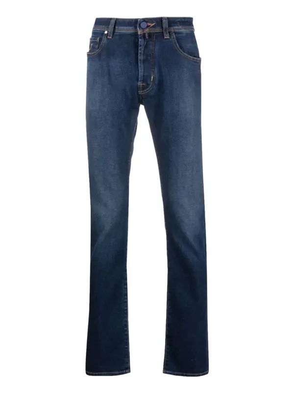 Jacob Cohen Embroidered-logo Slim Jeans - Blue