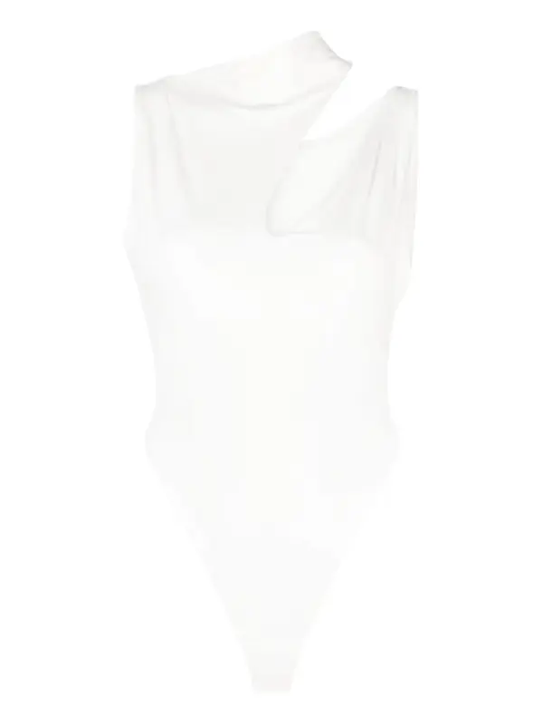 MANURI Cutout Jersey Bodysuit - White