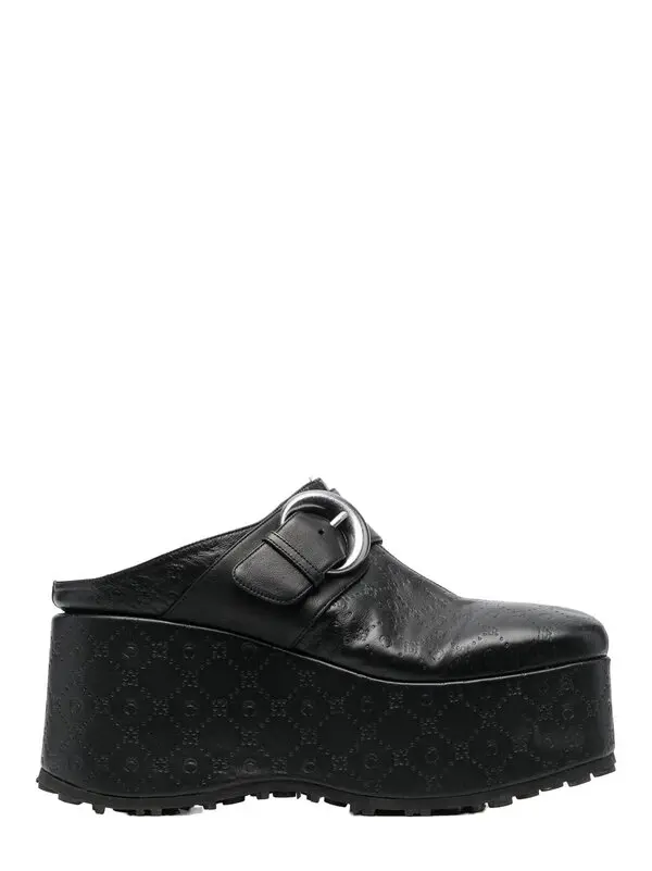 MARINE SERRE Moonogram 86mm Heel Leather Clogs - Black