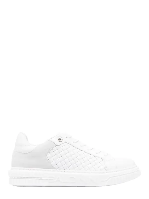 BALDININI Embossed Logo Leather Sneakers - White