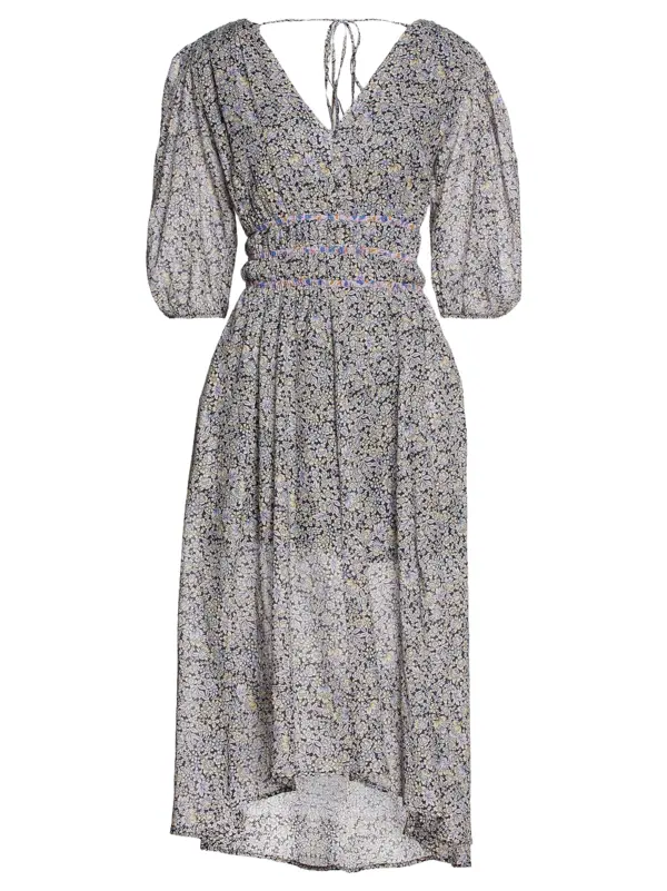Maje Floral-print Cotton-voile Midi Dress - Midnight Blue