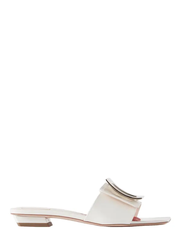 ROGER VIVIER Belle Vivier Embellished Patent-leather Mules - White