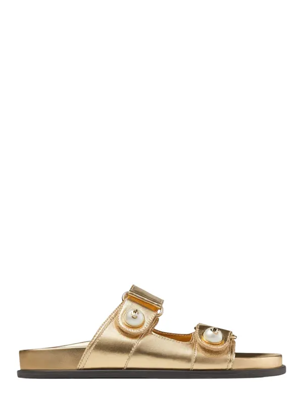 JIMMY CHOO Fayence Leather Sandals - Gold