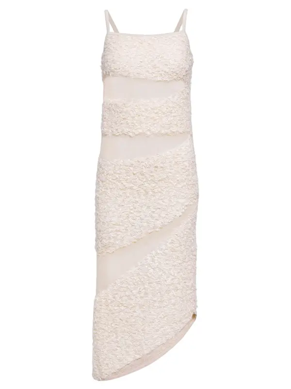 DION LEE Paneled Linen-blend Gown - White