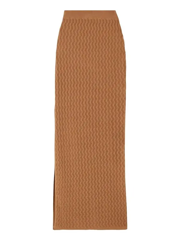 Dodo Bar Or Diana Pointelle-knit Maxi Skirt - Camel
