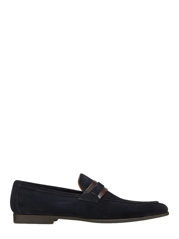 Magnanni Daniel Suede Penny Loafers - Navy