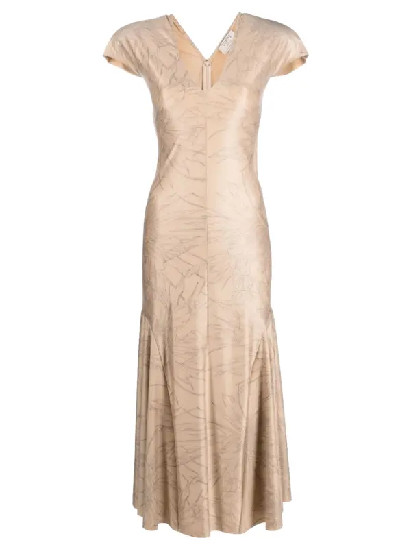 V:PM ATELIER Floral-print Midi Dress - Neutrals
