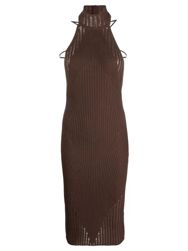 ANDREĀDAMO Sleeveless Knitted Dress - Brown