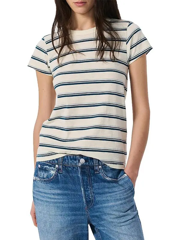 Rag & Bone Slub Stripe T-shirt - Ivory Black Multi