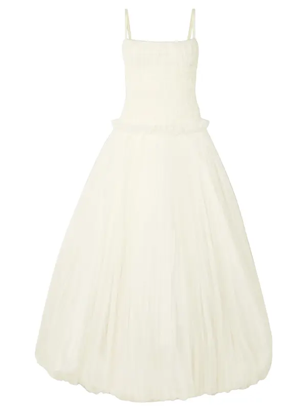 DANIELLE FRANKEL Guinevere Shirred Tulle Gown - Ivory