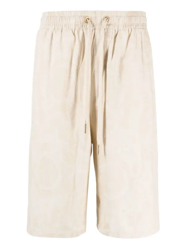 Versace Barocco Silhouette Chambray Shorts - Neutrals