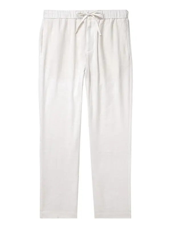 Frescobol Carioca Oscar Straight-leg Linen And Cotton-blend Drawstring Trousers - White