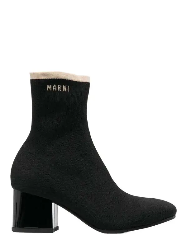 Marni Ankle Boot In Leather With Heel - Black