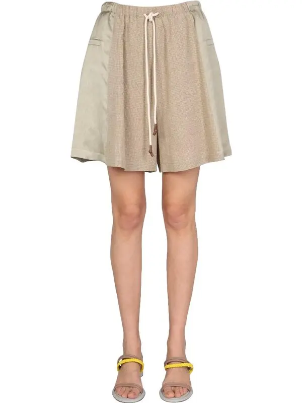 ALYSI Bermuda Shorts With Tartan Motif - Beige