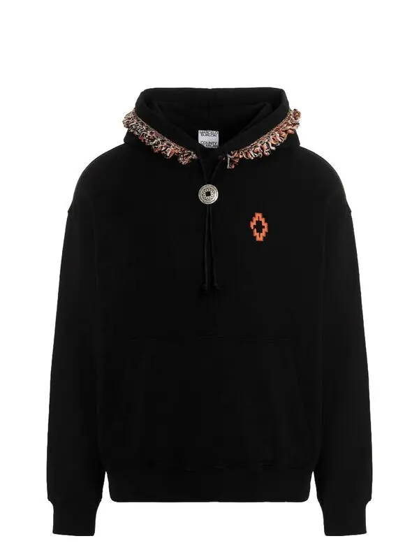 MARCELO BURLON C.OF MILAN HOME Fringed Cotton Sweatshirt - Black