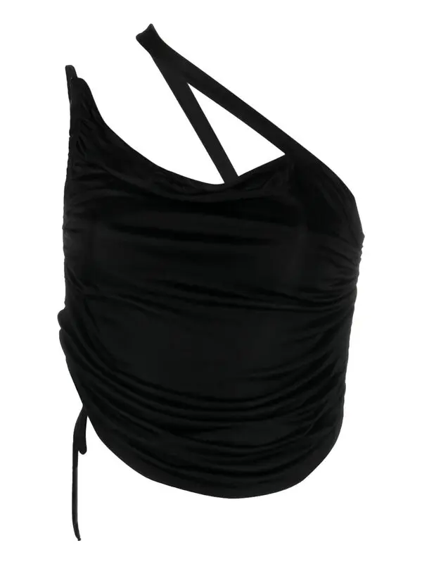 ANDREĀDAMO Cropped One-shoulder Top - Black