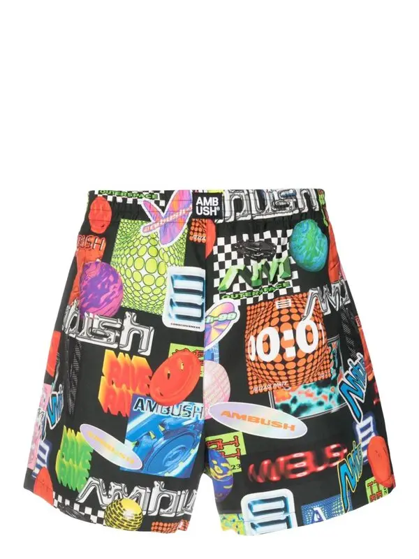 AMBUSH Graphic-print Elasticated Shorts - Multicolour