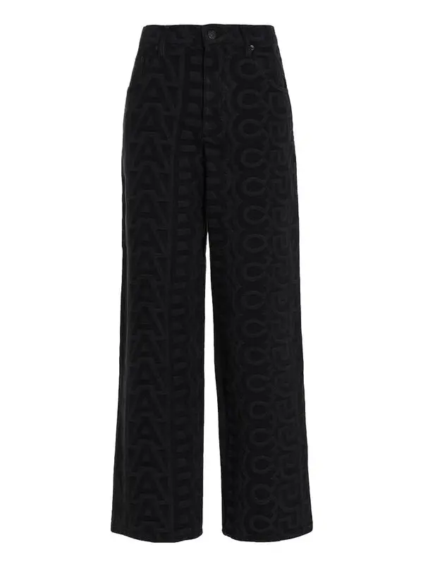 Marc Jacobs Monogram Cotton Blend Denim Jeans - Black