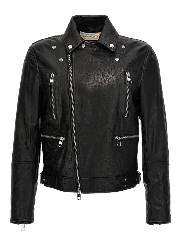 Alexander McQueen Textured Leather Jacket - Black
