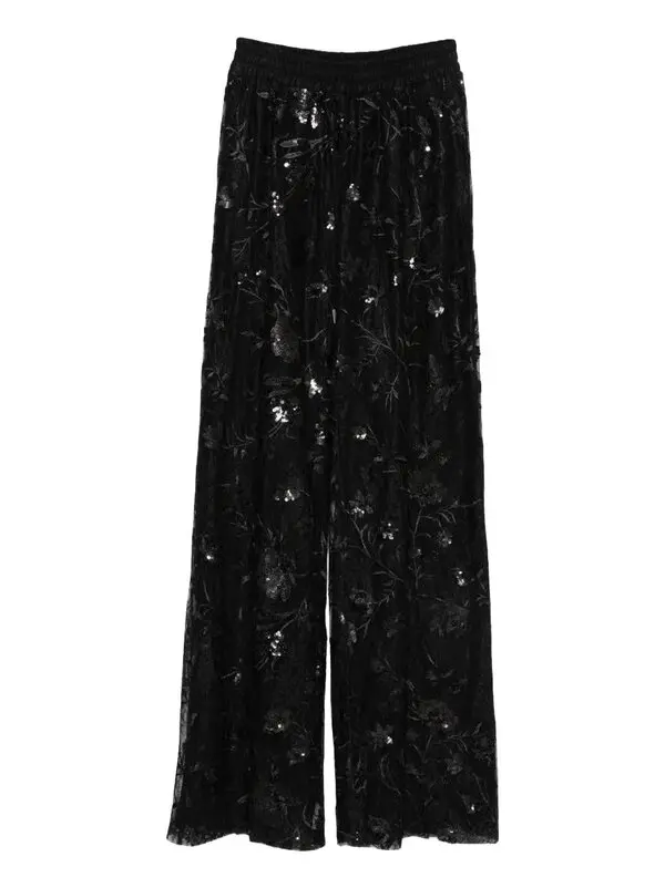 ERMANNO FIRENZE Sequined Wide-leg Trousers - Black