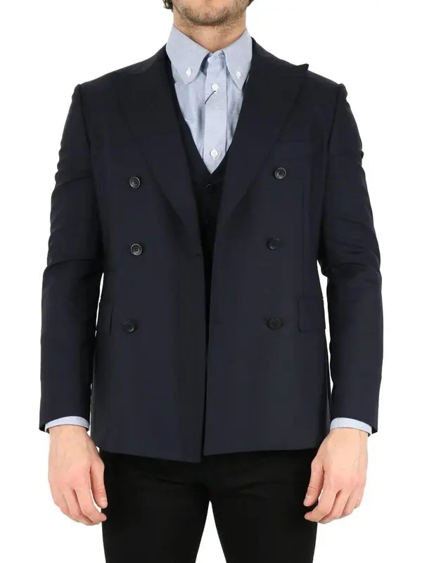 TONELLO Wool Double-breasted Jacket - Blue