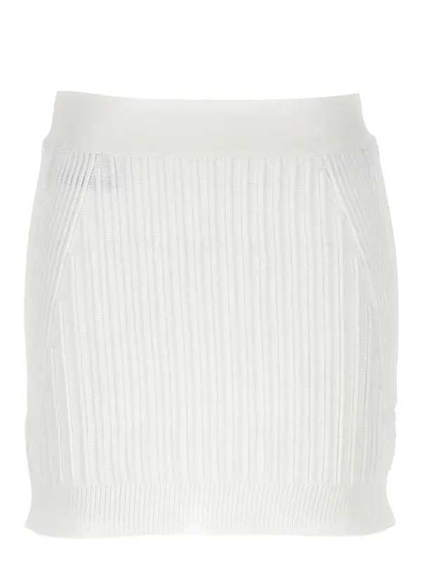Herve Leger Ottoman Mini Skirt - White