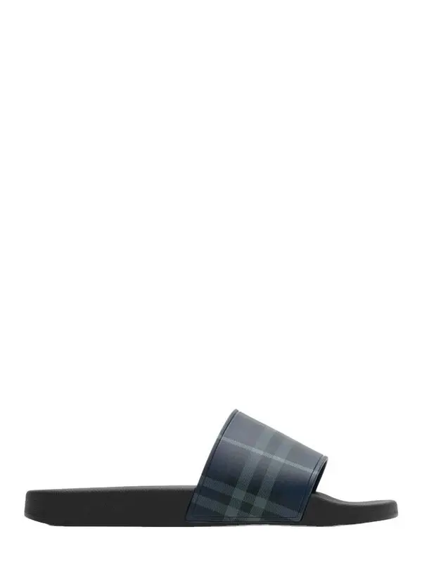 Burberry Check Printed Slides - Storm Blue